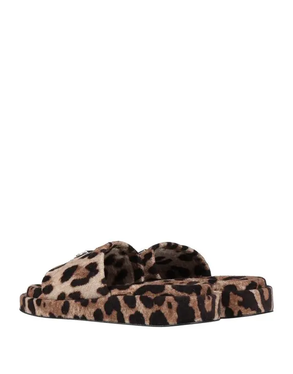Dolce & Gabbana Leopard Print Velvet Slide Sandals