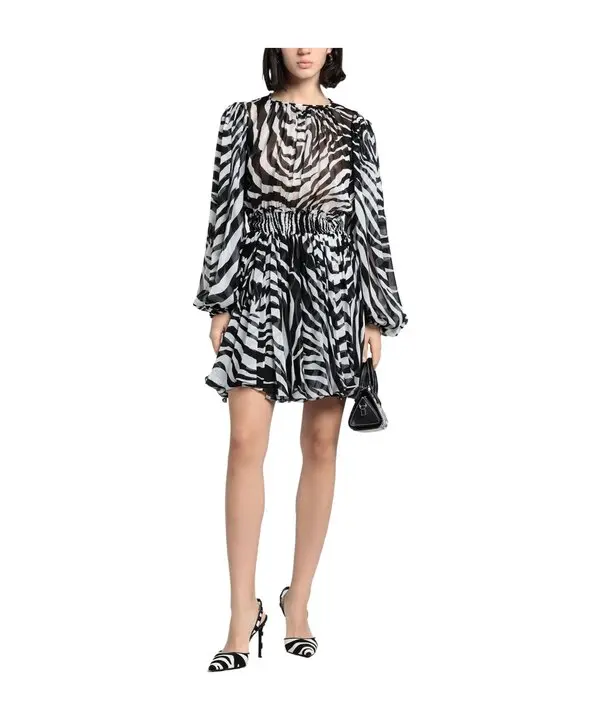Dolce & Gabbana Zebra Print Long Sleeve Chiffon Dress