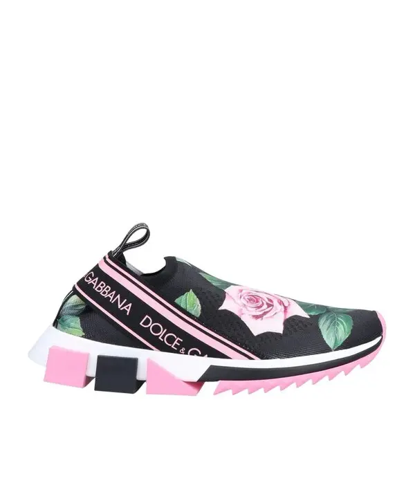 Dolce & Gabbana Floral Print Sock Sneakers - Black