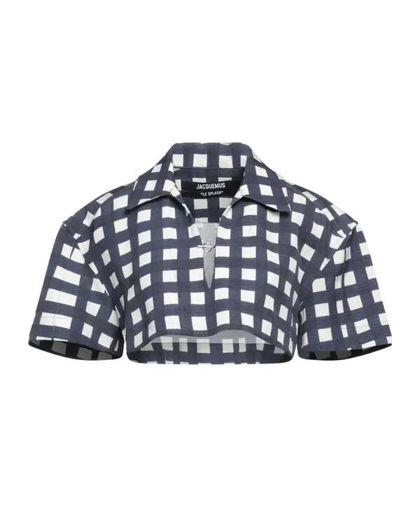Jacquemus Checked Cropped Woven Top