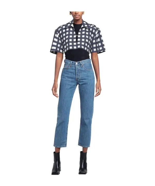 Jacquemus Checked Cropped Woven Top