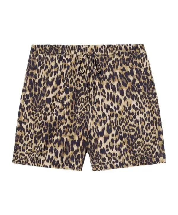 NILI LOTAN Drawstring Leopard-print Shorts