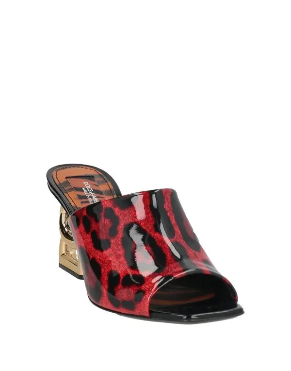 Dolce & Gabbana Leopard Print Patent Leather Slide Sandals