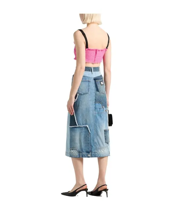 Dolce & Gabbana Tweed Square Neck Crop Top