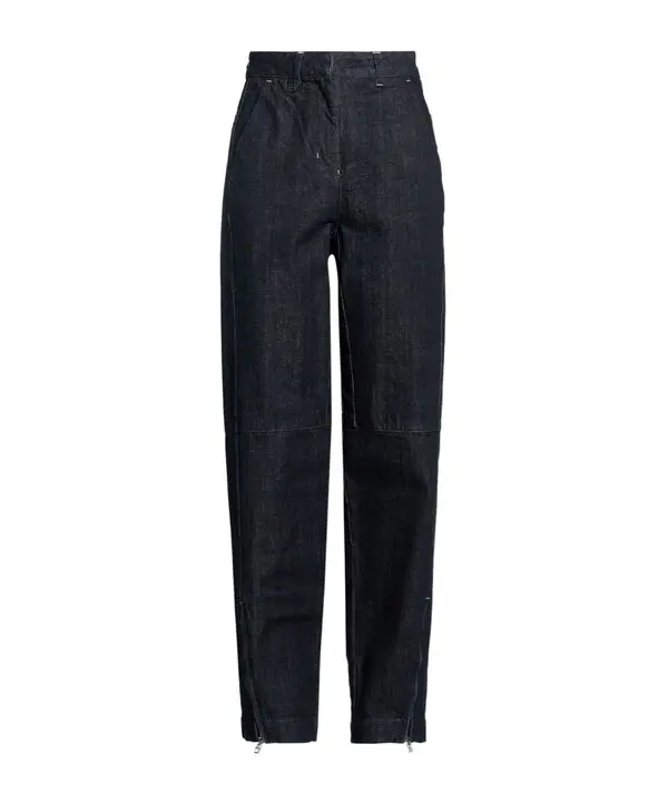 Jacquemus Dark Wash Straight Leg Jeans With Embroidered Logo