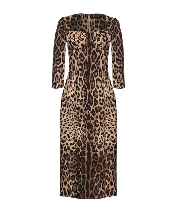 Dolce & Gabbana Leopard-print Crepe Sheath Dress