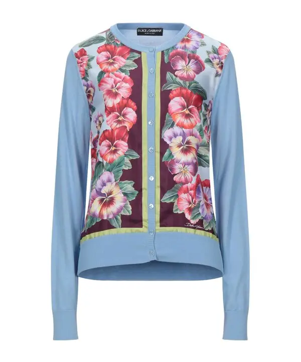 Dolce & Gabbana Floral Print Knit Top - Blue