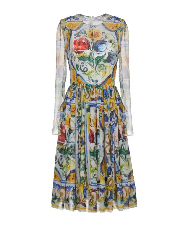 Dolce & Gabbana Printed Long Sleeve Dress