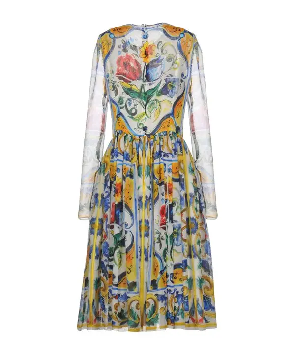 Dolce & Gabbana Printed Long Sleeve Dress