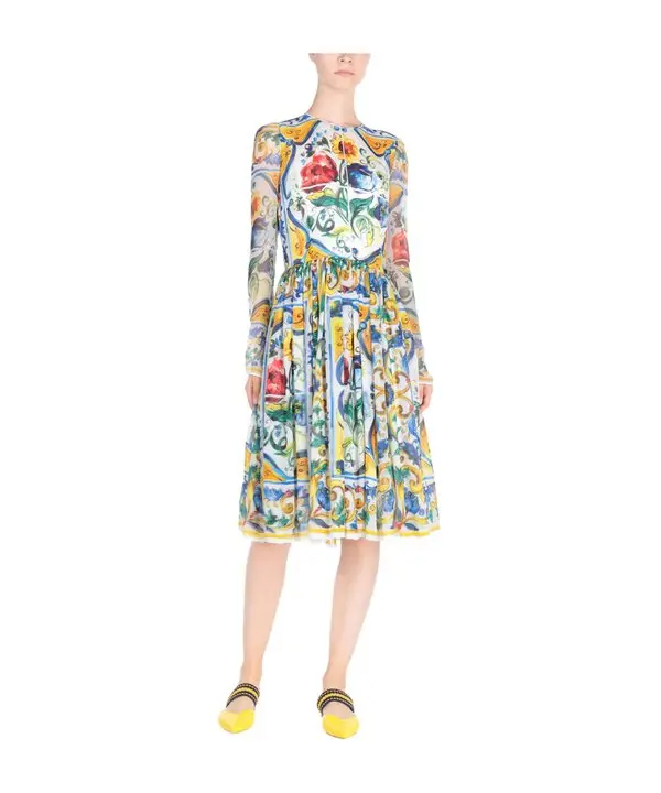 Dolce & Gabbana Printed Long Sleeve Dress