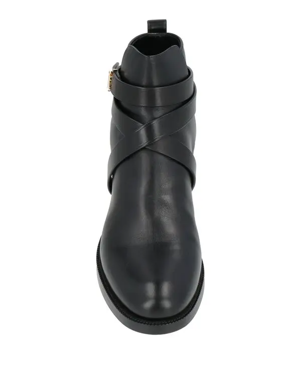 Burberry Glossy Leather Ankle Boots With Straps