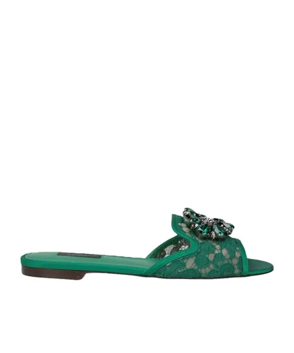 Dolce & Gabbana Lace Print Sandals - Green