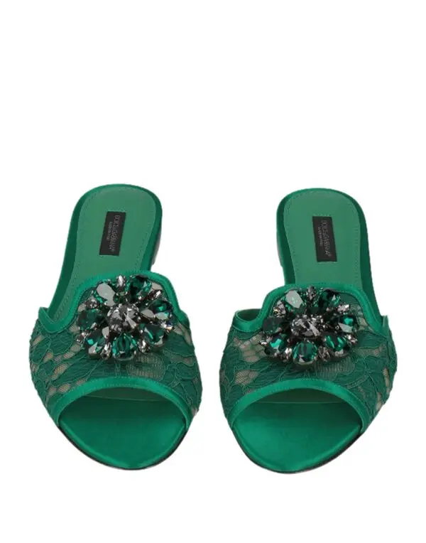 Dolce & Gabbana Lace Print Sandals - Green