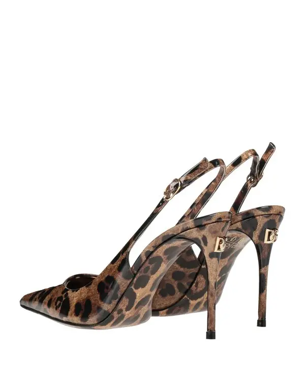 Dolce & Gabbana Leopard Print Glossed Leather Slingback Pumps