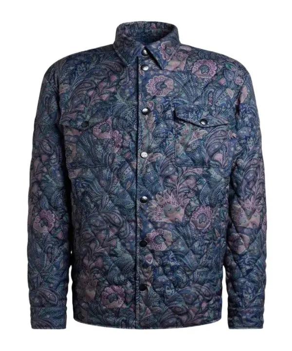 Etro Quilted Overshirt With Floral Paisley Motif