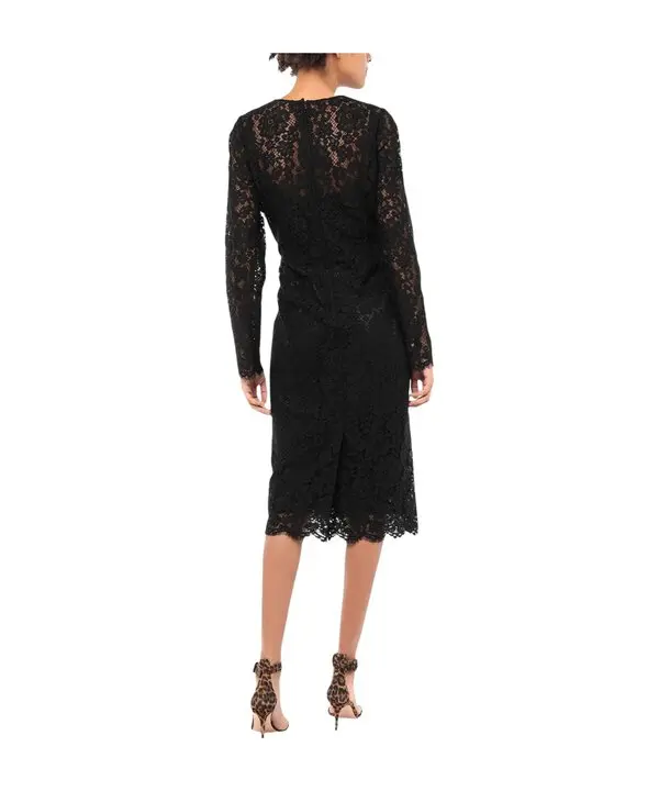Dolce & Gabbana Lace Long-sleeved Midi Dress - Black