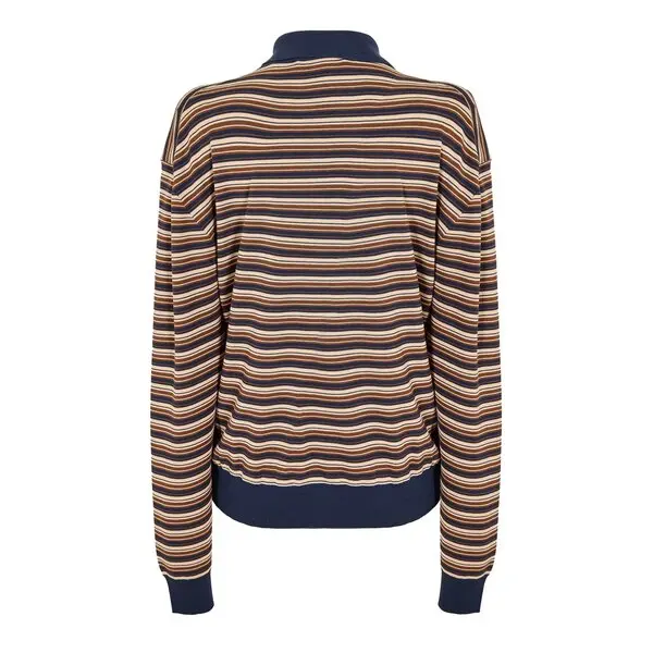 Miu Miu Striped Knit Long Sleeve Polo - Multicolor