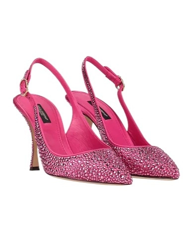 Dolce & Gabbana Embellished Satin Pointed Toe Slingbacks