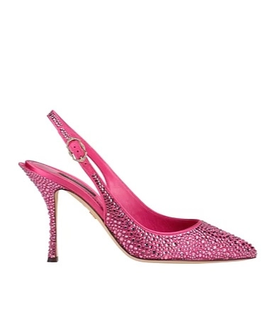 Dolce & Gabbana Embellished Satin Pointed Toe Slingbacks