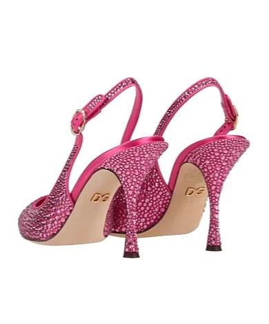 Dolce & Gabbana Embellished Satin Pointed Toe Slingbacks
