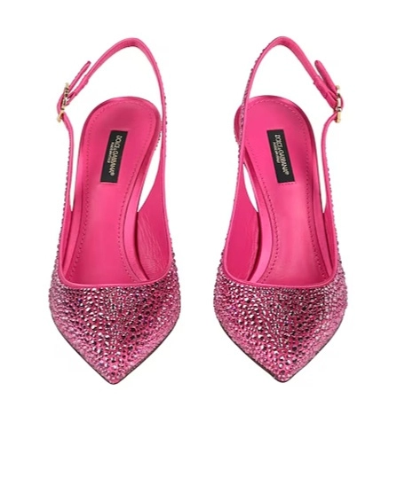 Dolce & Gabbana Embellished Satin Pointed Toe Slingbacks
