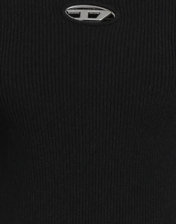 DIESEL® Ribbed Long Sleeve Top With Logo Detail