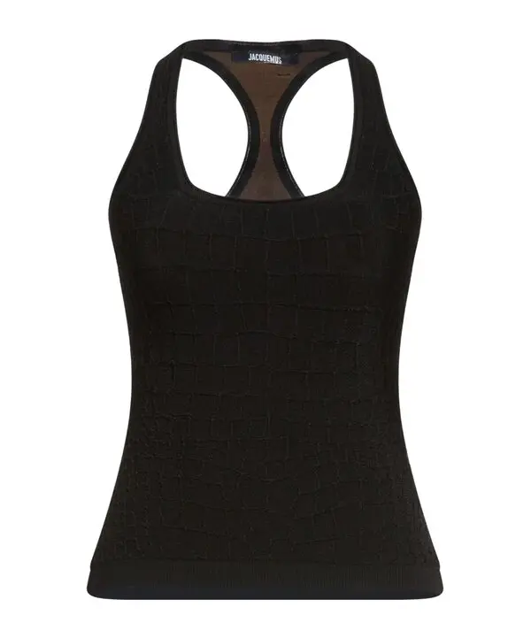 Jacquemus Sleeveless Top With Textured Finish - Black