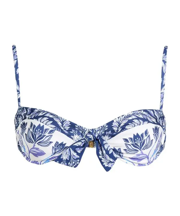Farm Rio Floral Printed Bikini Top - Blue