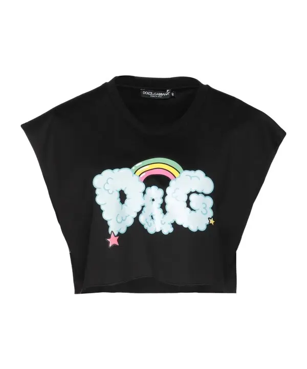 Dolce & Gabbana Graphic Print Cropped Sleeveless T-shirt - Black