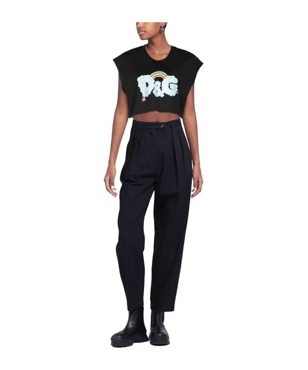 Dolce & Gabbana Graphic Print Cropped Sleeveless T-shirt