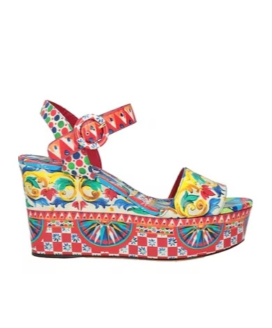 Dolce & Gabbana Floral Print Wedge Heel Sandals