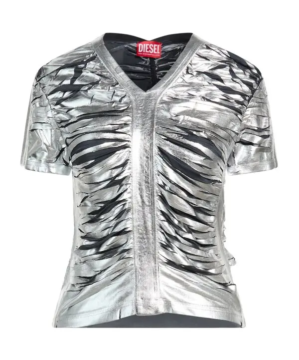 DIESEL® Solid-color Metallic Luster T-shirt