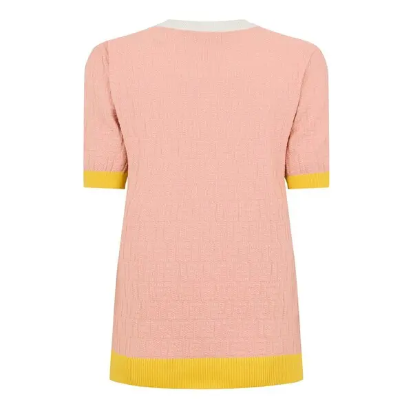 Fendi Knit Pullover Top With Textured Ff Motif - Nude