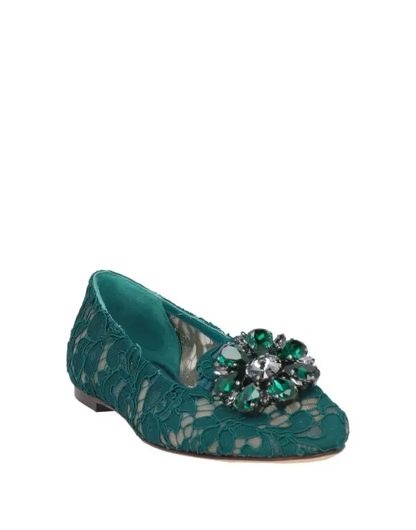 Dolce & Gabbana Lace Print Loafers With Embellishment - Blue
