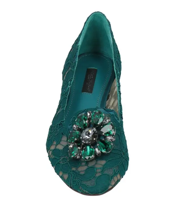 Dolce & Gabbana Lace Print Loafers With Embellishment - Blue