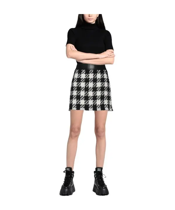 Dolce & Gabbana Plaid Midi Skirt In Two-tone Check