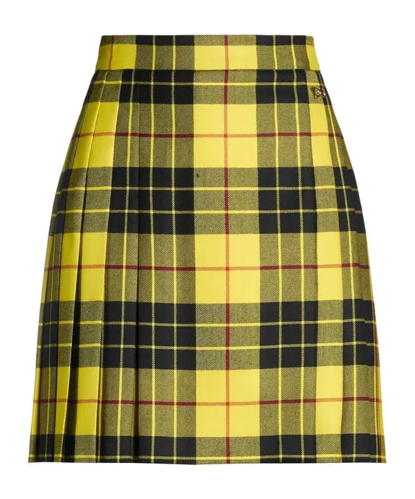 Dolce & Gabbana Pleated Plaid Wool Skirt
