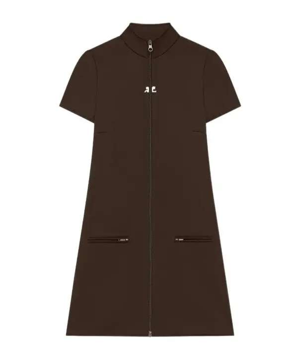 COURREGES Zippered Short-sleeved Mini Dress