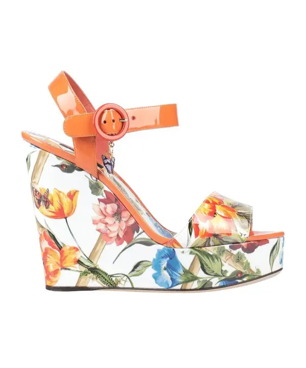 Dolce & Gabbana Floral Print High Heel Wedge Sandals