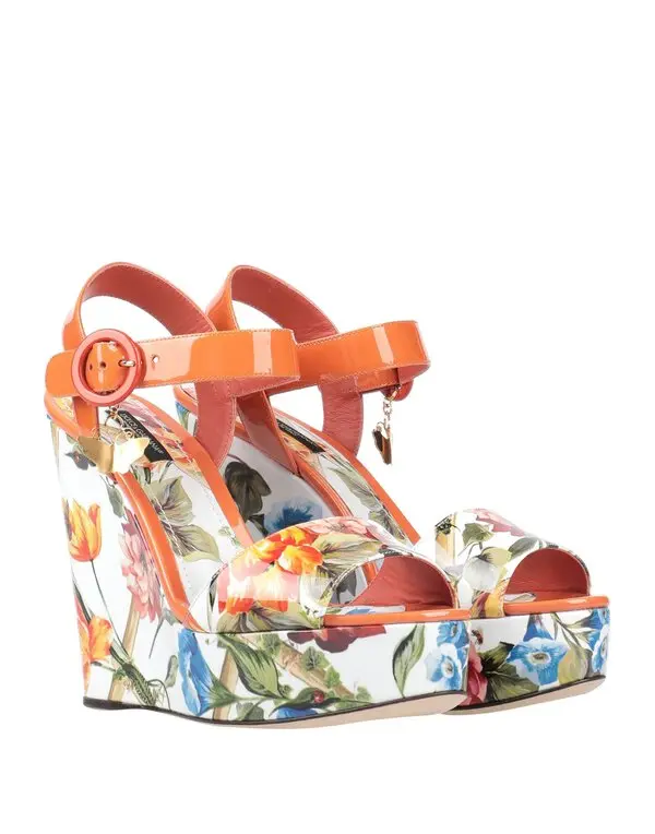 Dolce & Gabbana Floral Print High Heel Wedge Sandals