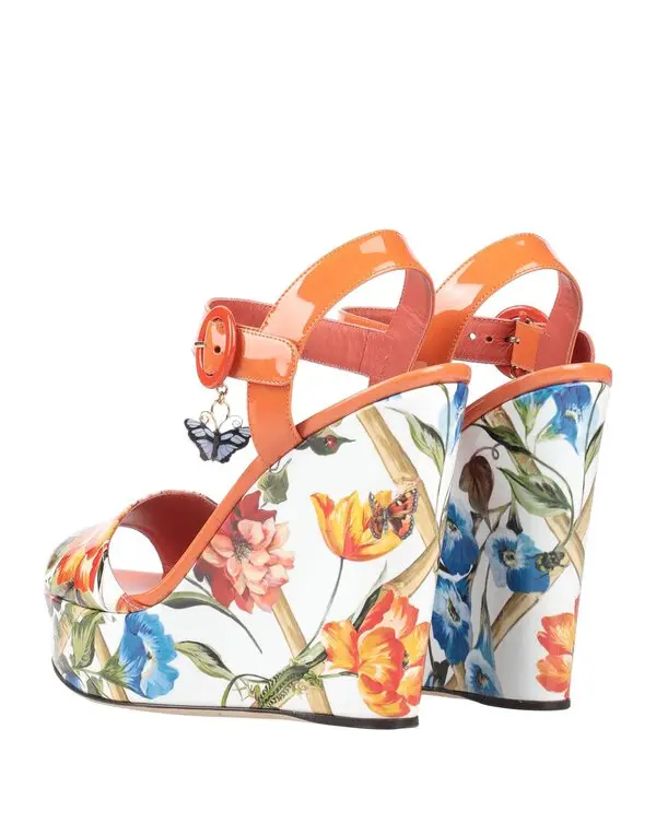 Dolce & Gabbana Floral Print High Heel Wedge Sandals