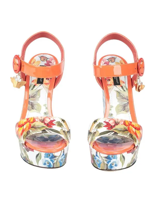 Dolce & Gabbana Floral Print High Heel Wedge Sandals
