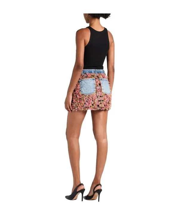 Dolce & Gabbana Embellished Denim Mini Skirt With Fringe