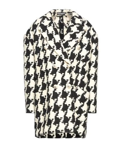 Dolce & Gabbana Two-tone Tweed Long Sleeve Coat