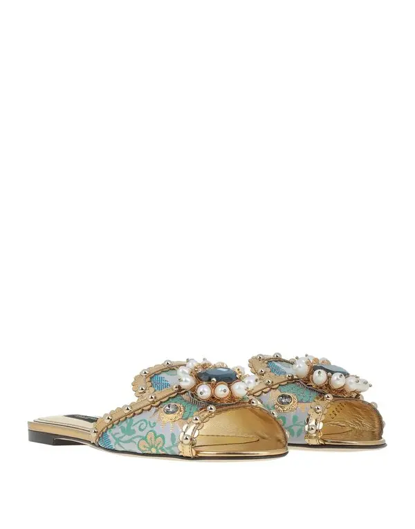 Dolce & Gabbana Embellished Jacquard Slide Sandals