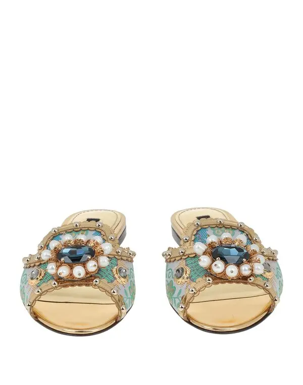 Dolce & Gabbana Embellished Jacquard Slide Sandals