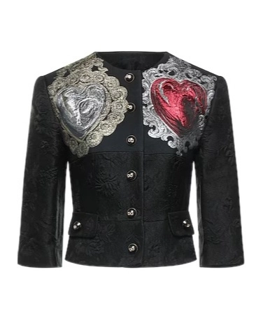 Dolce & Gabbana Embellished Jacquard Crewneck Coat