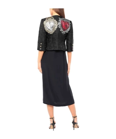 Dolce & Gabbana Embellished Jacquard Crewneck Coat