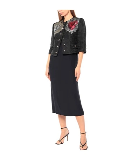 Dolce & Gabbana Embellished Jacquard Crewneck Coat