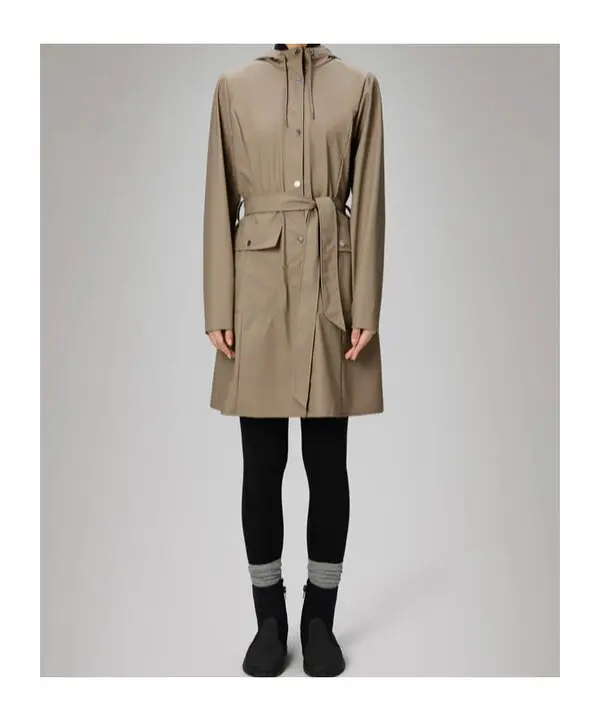 Rains Zipper Hooded Raincoat With Belt